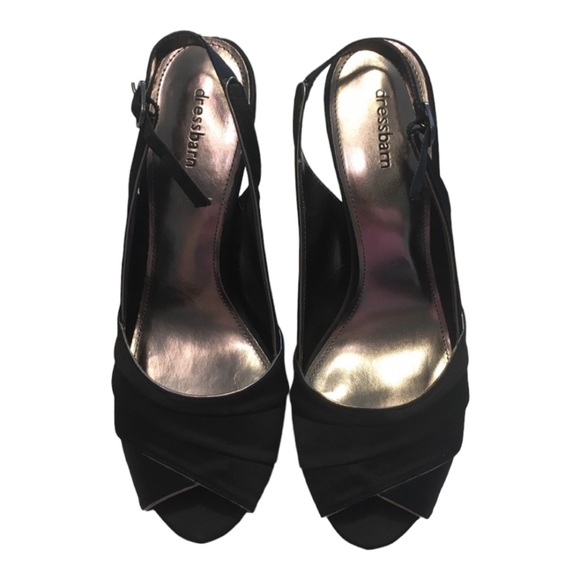 Dress Barn | Shoes | Dressbarn Black Open Toe Heels Size 75 | Poshmark